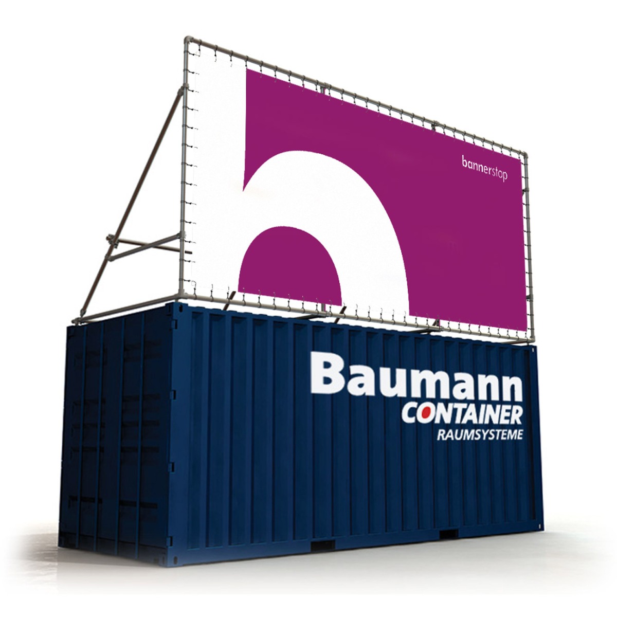 Mobiles Containerwerbesystem für Bannerwerbung auf allen Iso-Containern